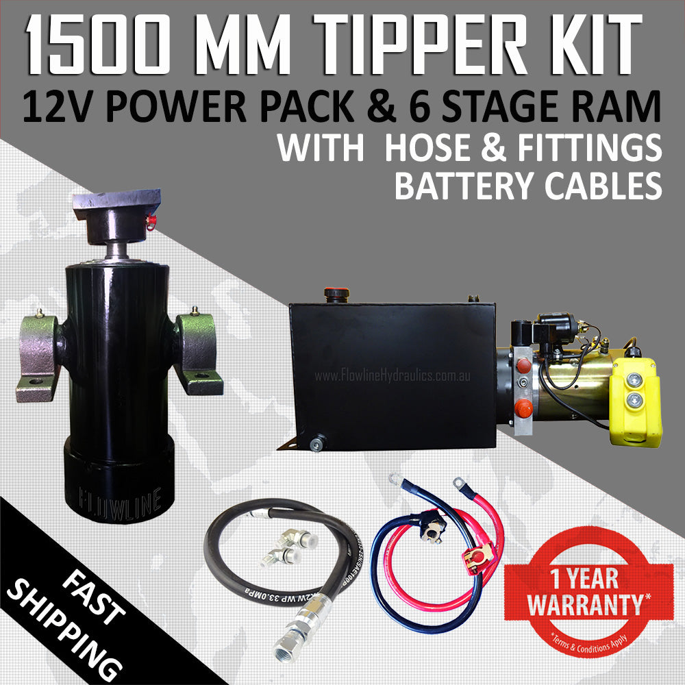 Buy 1500mm Tipper Trailer Kit - 6 Stage cylinder with Power Pack in ...