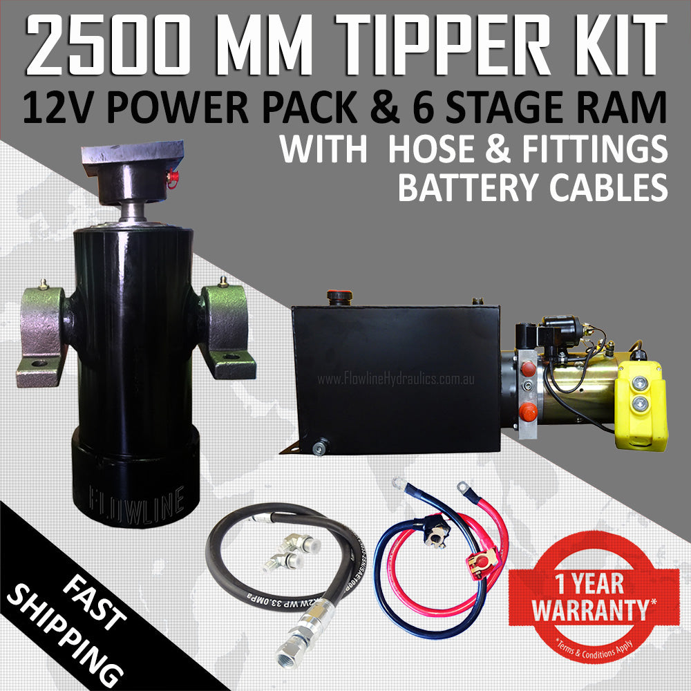 Buy 2500mm Tipper Trailer Kit - 6 Stage cylinder with 12v Power Pack in ...
