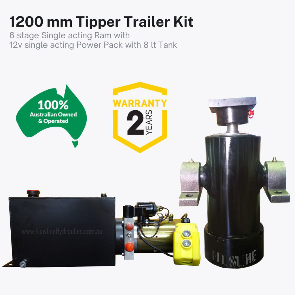 Buy 1200mm Tipper Trailer Kit - 6 Stage cylinder with Power Pack in ...