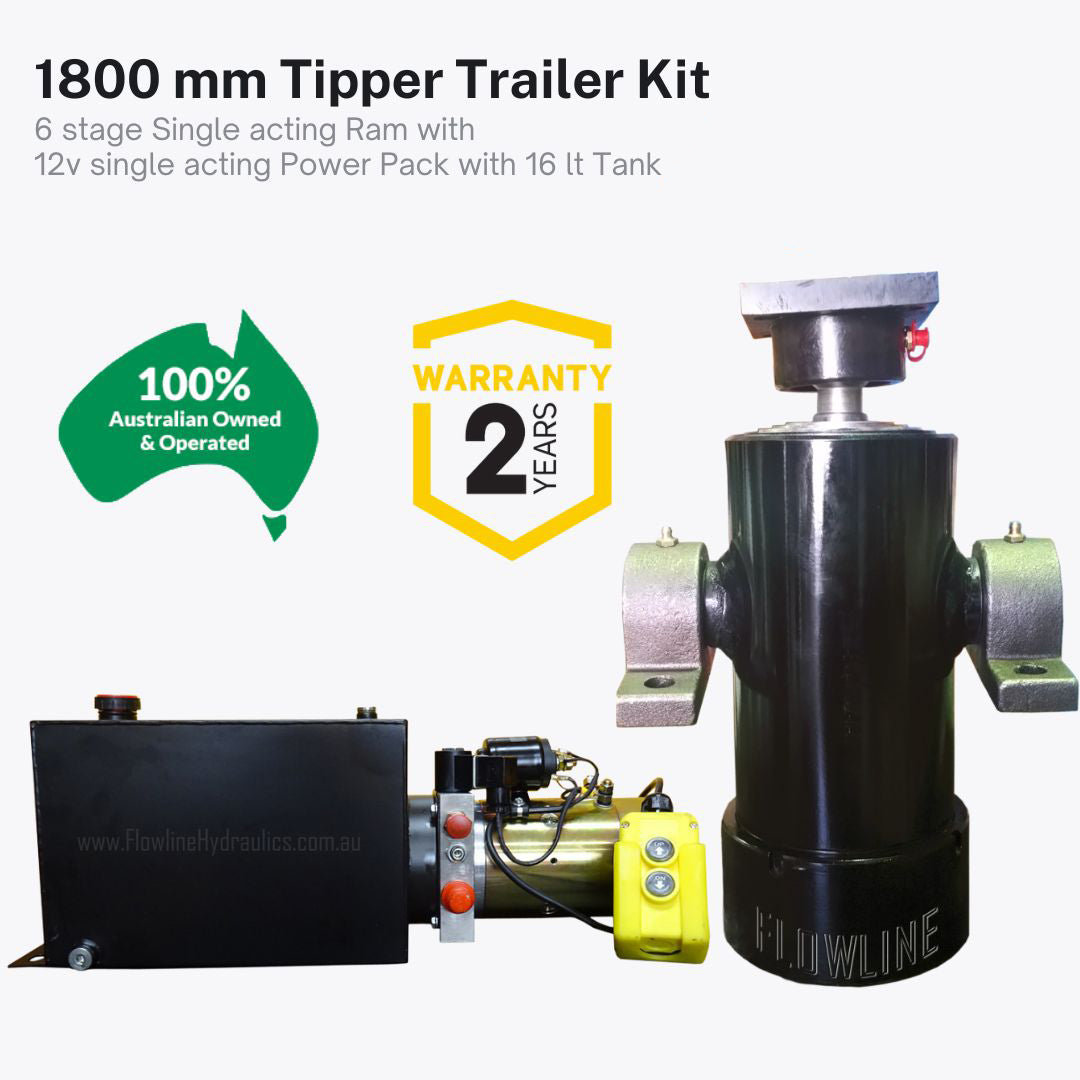 Buy 1800mm Tipper Trailer Kit- 6 Stage Cylinder with Power Pack in ...